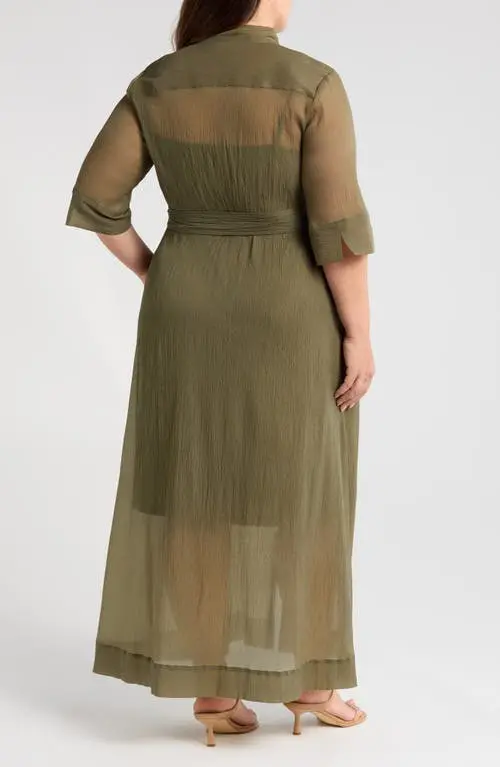 MELLODAY Chiffon Maxi Shirtdress