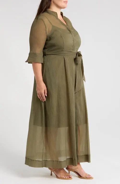 MELLODAY Chiffon Maxi Shirtdress