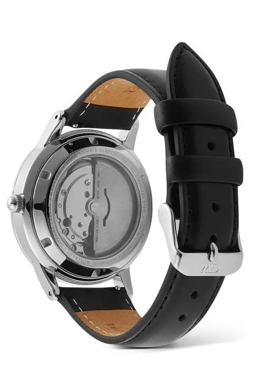 DANIEL WELLINGTON Automatic Leather Strap Watch
