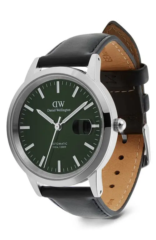DANIEL WELLINGTON Automatic Leather Strap Watch