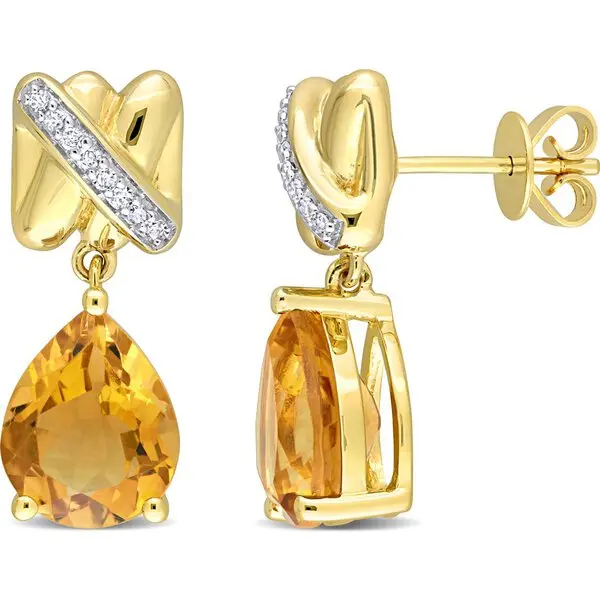 JULIANNA B. Gemstone And Diamond Pear Drop Earrings In 14k Gold - Citrine/gold