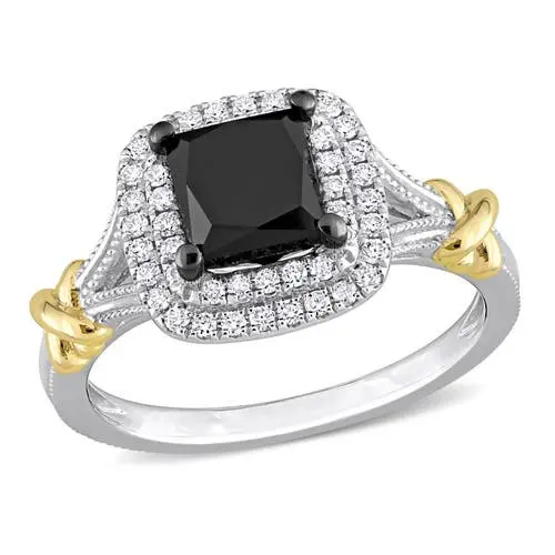 JULIANNA B. 14k Two Tone Gold Diamond Ring - Black Diamond