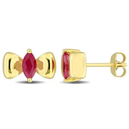 JULIANNA B. 10k Precious Gems Bow Tie Earrings - Ruby/gold