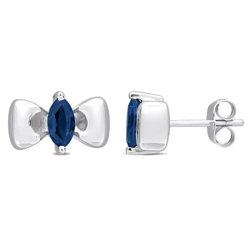 JULIANNA B. 10k Precious Gems Bow Tie Earrings - Sapphire/white Gold