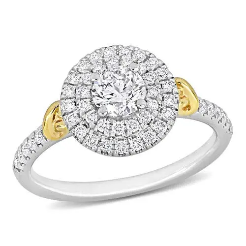 JULIANNA B. Diamond Halo 14k Gold Ring - White Gold