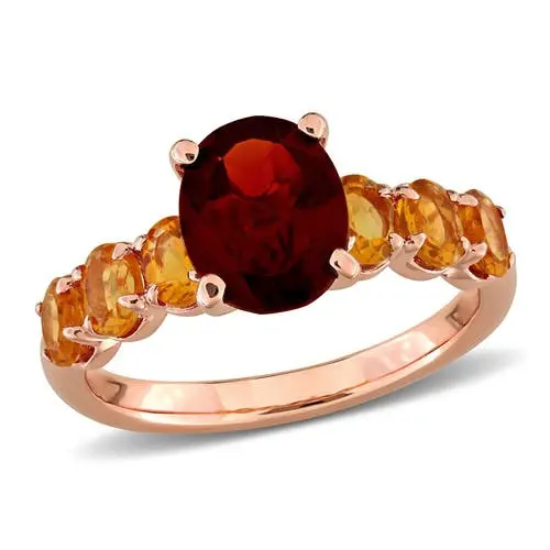 JULIANNA B. Gemstone Oval Ring Sterling Silver - Garnet