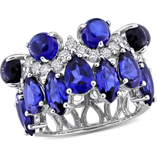 JULIANNA B. 14k White Gold Lab-created And Lab Grown Diamond Eternity Ring - Sapphire