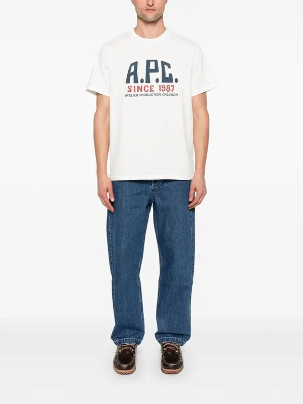A.P.C. Logo-Print T-Shirt In White - 62% Off | Editorialist