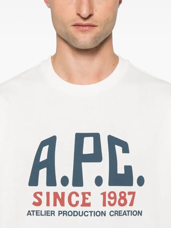 A.P.C. Logo-Print T-Shirt In White - 62% Off | Editorialist
