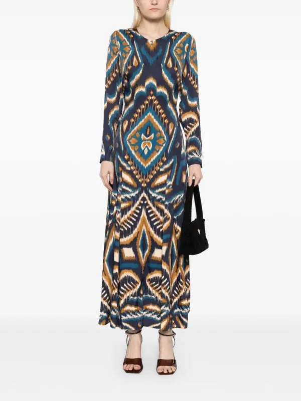 Farm Rio Long Sleeve Printed Maxi Dress