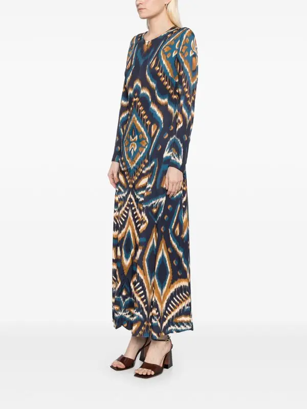 Farm Rio Long Sleeve Printed Maxi Dress