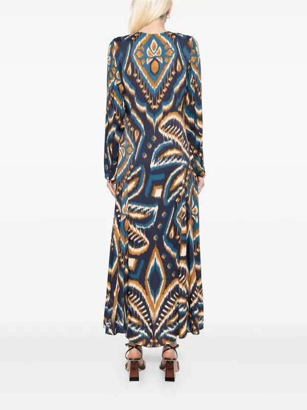 Farm Rio Long Sleeve Printed Maxi Dress
