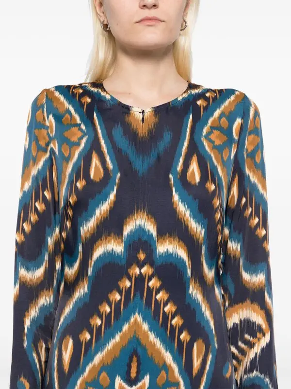Farm Rio Long Sleeve Printed Maxi Dress