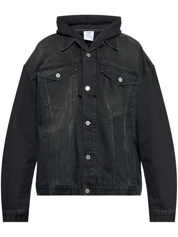 Vetements Hooded Denim Jacket - Black