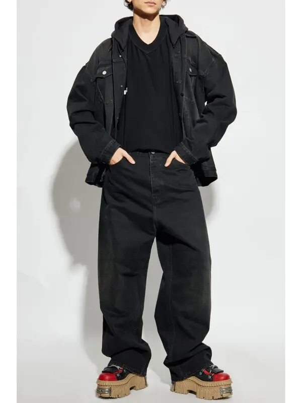 Vetements Hooded Denim Jacket - Black