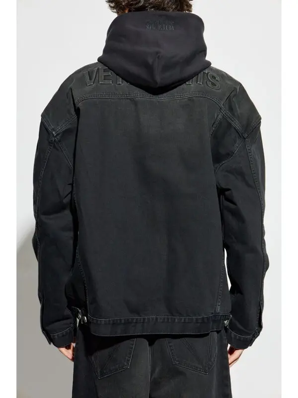 Vetements Hooded Denim Jacket - Black