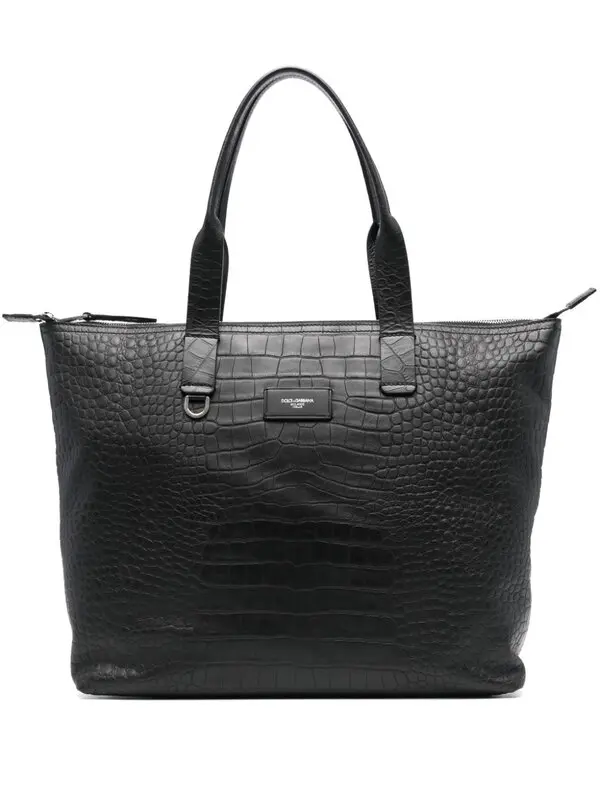 Dolce & Gabbana Crocodile-embossed Leather Tote Bag - Black