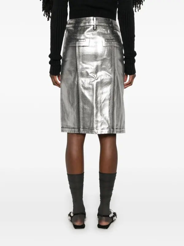 Attico Coated Denim Midi Skirt