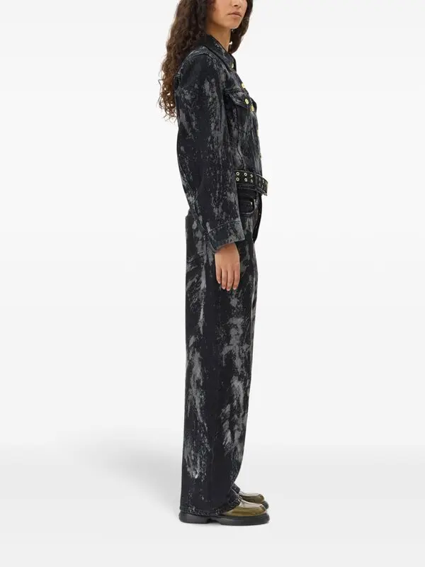GANNI Belted Denim Jacket - Black