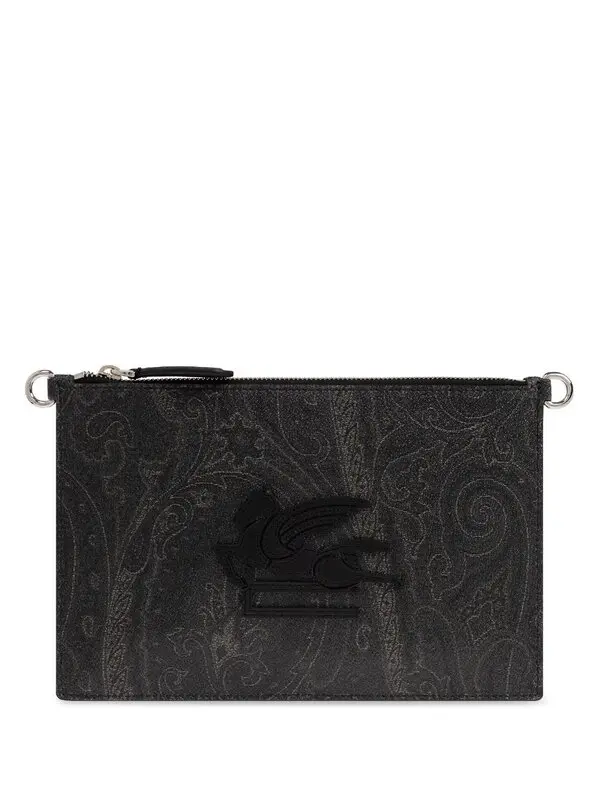 Etro Pegasu Patch Clutch - Black
