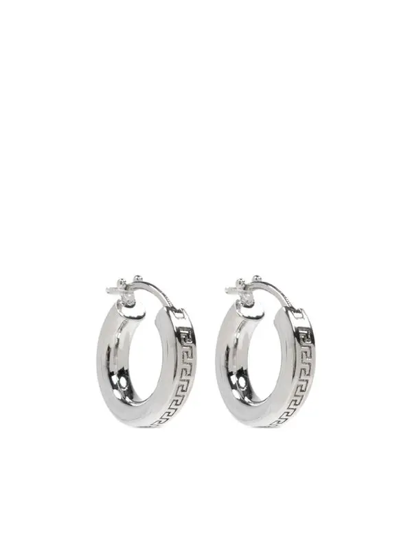 Versace Greca Hoop Earrings - Silver