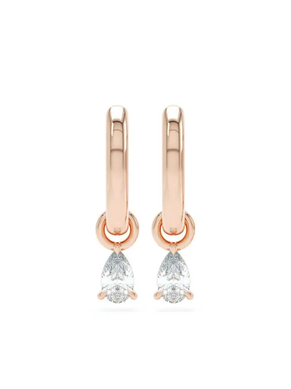 LOEV 14kt Rose Gold Allday Diamond Hoop Earrings - Pink