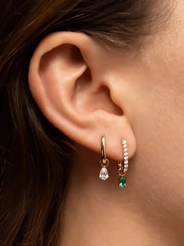 LOEV 14kt Rose Gold Allday Diamond Hoop Earrings - Pink