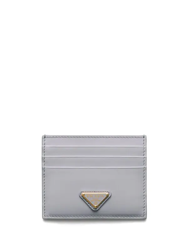 Prada Leather Card Holder - Grey
