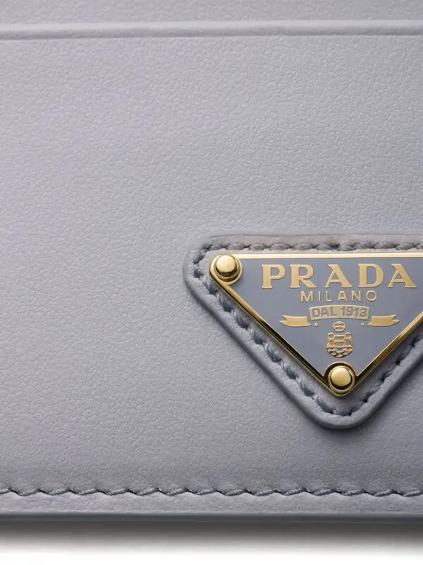 Prada Leather Card Holder - Grey