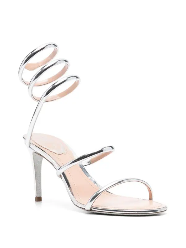 Rene Caovilla 80mm Cleo Heel Sandals - Silver