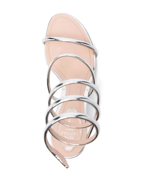 Rene Caovilla 80mm Cleo Heel Sandals - Silver
