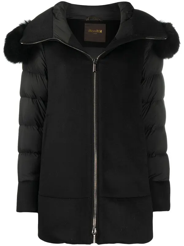 MOORER Zip-front Padded Coat - Black