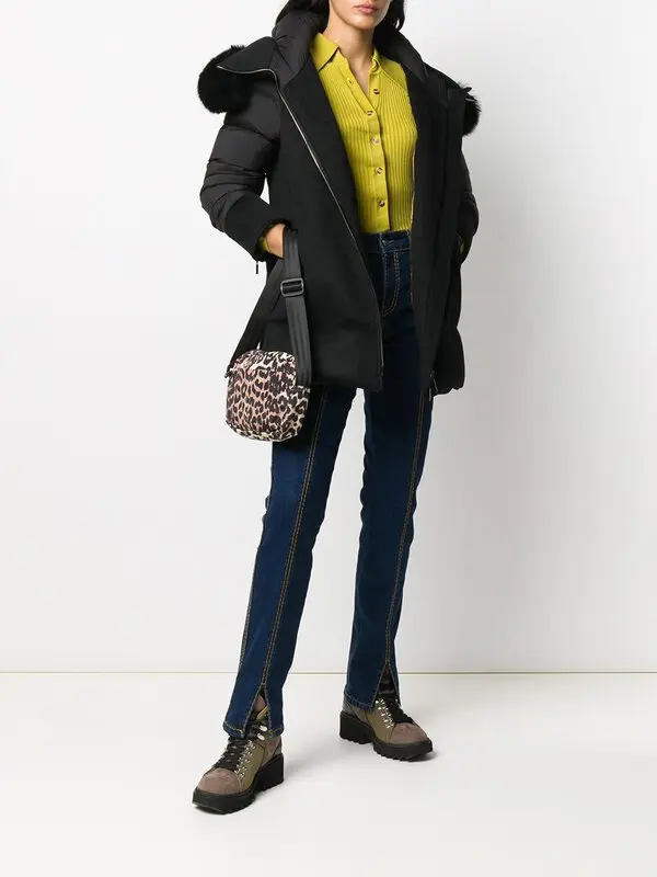 MOORER Zip-front Padded Coat - Black