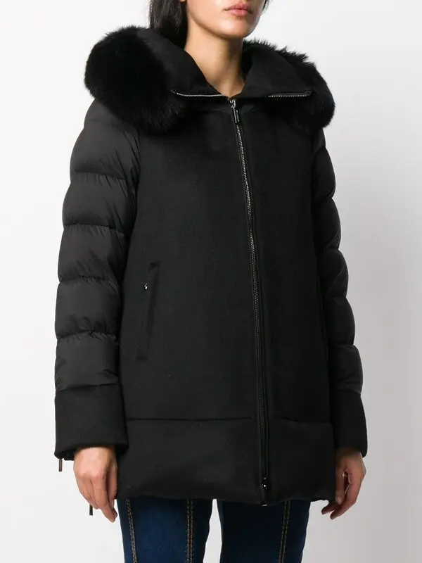 MOORER Zip-front Padded Coat - Black
