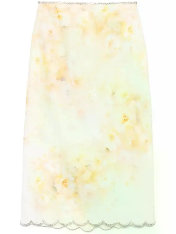 Zimmermann Crush Scalloped Midi Skirt - Yellow