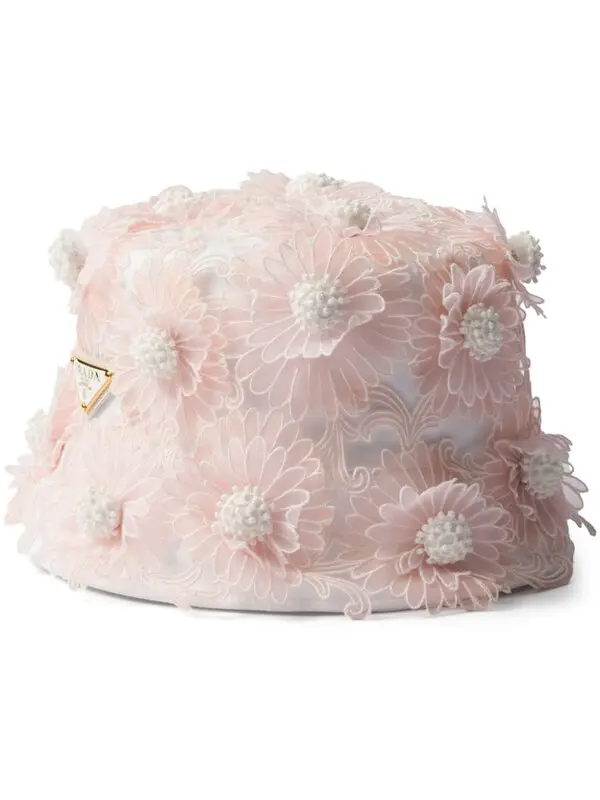 Prada Guipure-lace Bucket Hat - Pink