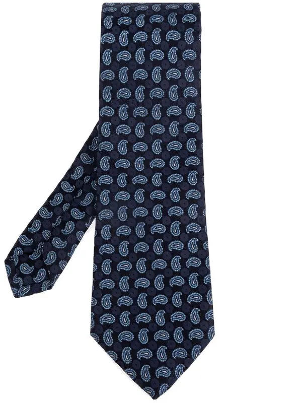 Etro Paisley Silk Neck Tie - Blue