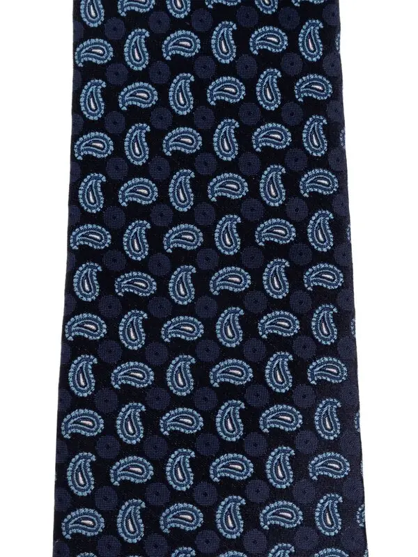 Etro Micro-paisley Silk Neck Tie - Blue