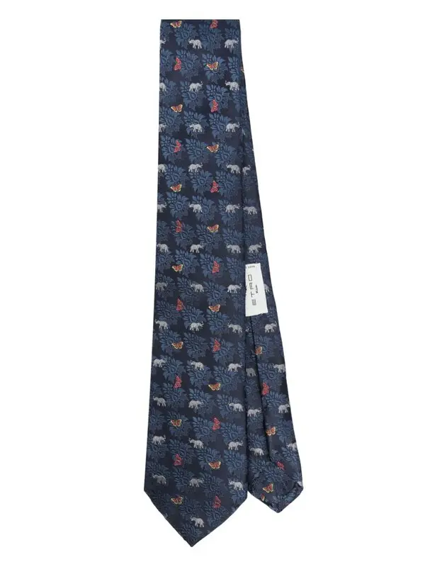 Etro Jacquard Neck Tie - Blue