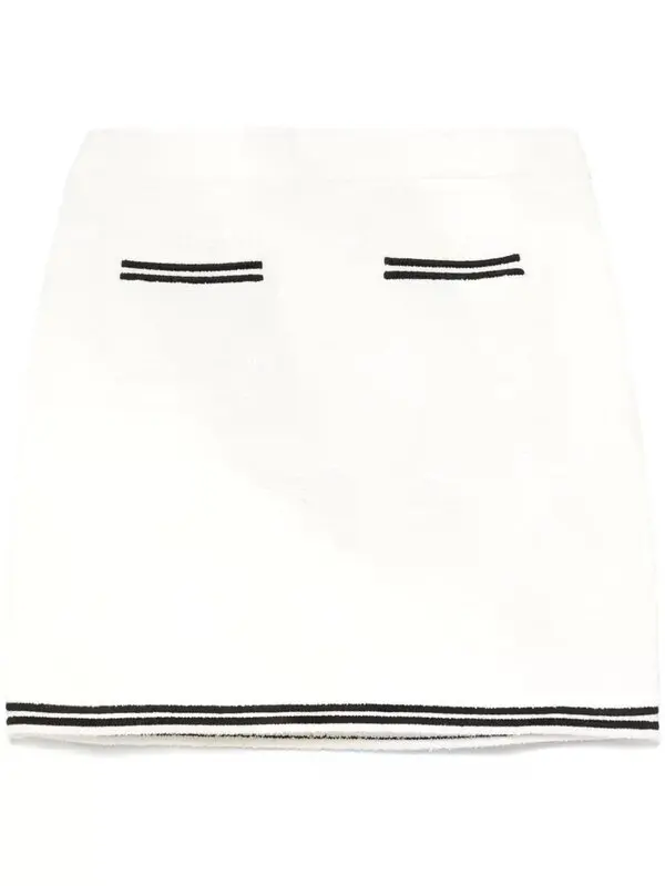 SELF-PORTRAIT Bow Jacquard Mini Skirt - Neutrals