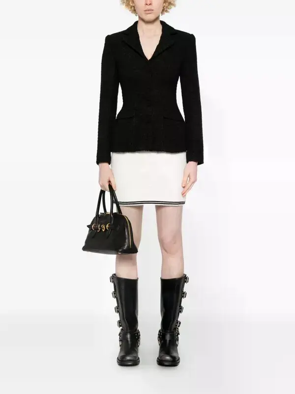 SELF-PORTRAIT Bow Jacquard Mini Skirt - Neutrals