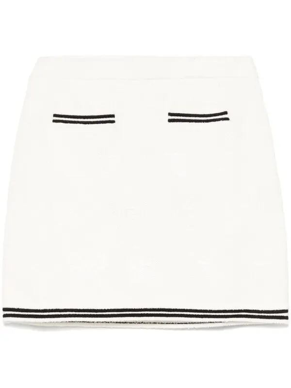 SELF-PORTRAIT Bow Jacquard Mini Skirt - White