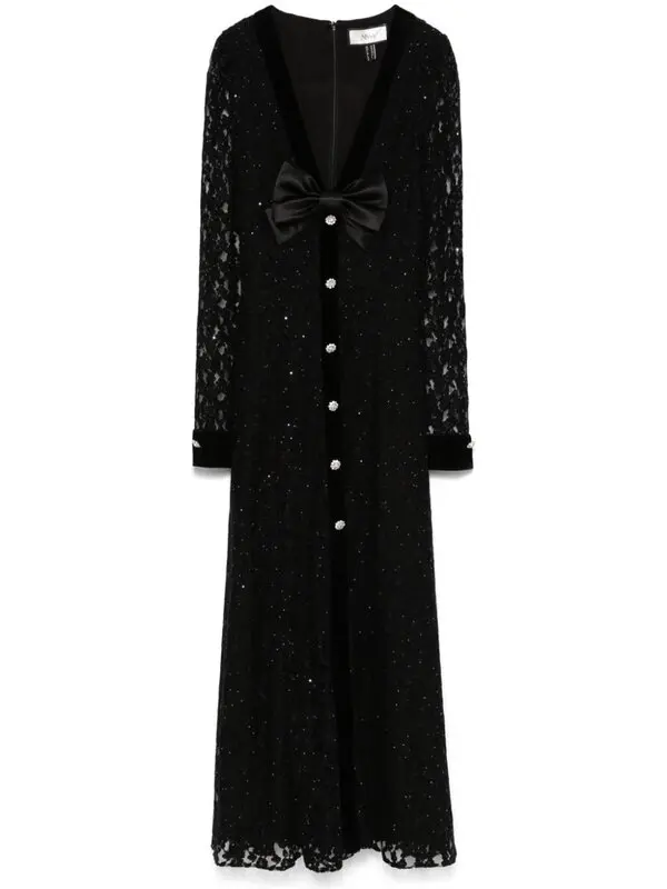 NISSA Crystal-embellished Lace Midi Dress