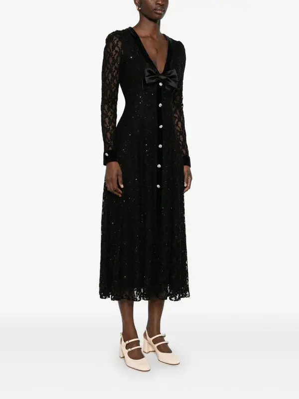 NISSA Crystal-embellished Lace Midi Dress