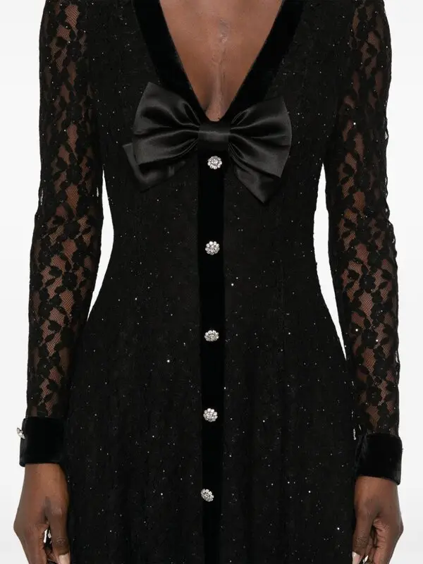 NISSA Crystal-embellished Lace Midi Dress