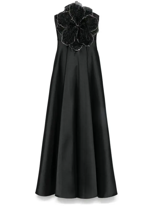 NISSA Floral-appliqué Maxi Dress