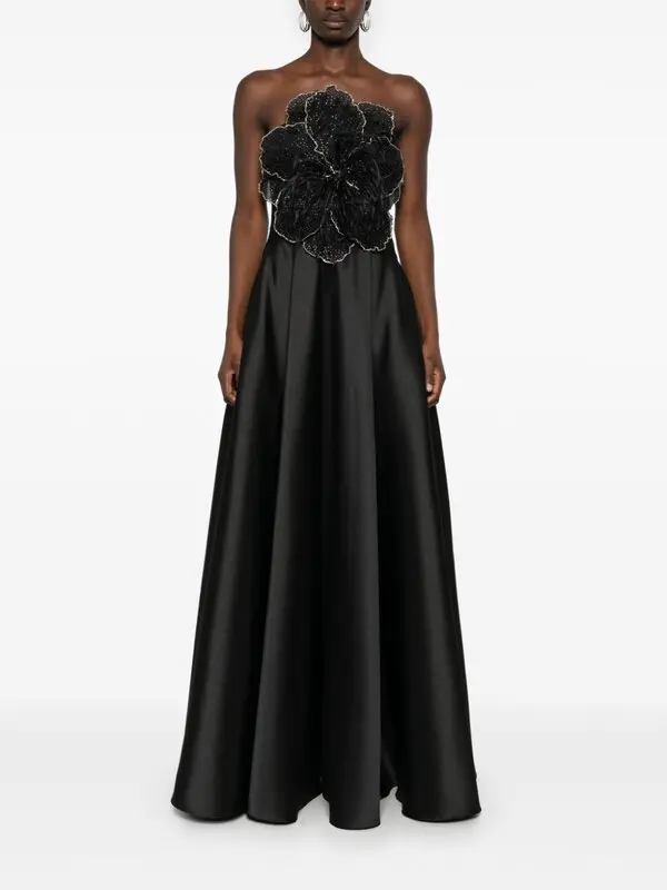 NISSA Floral-appliqué Maxi Dress