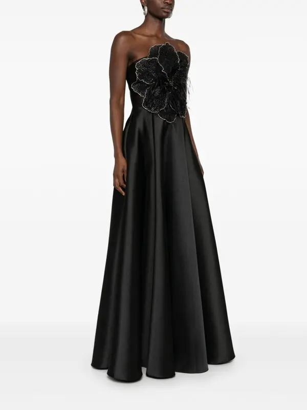 NISSA Floral-appliqué Maxi Dress