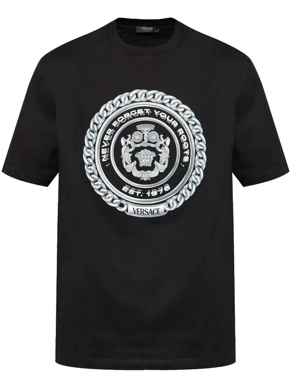 Versace Chain Crest T-shirt - Black