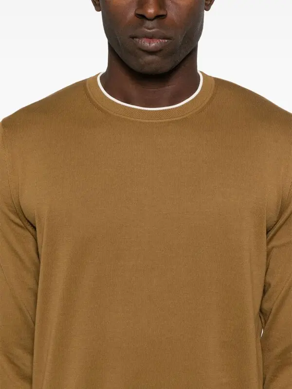 Canali Contrasting Trim Sweater - Brown